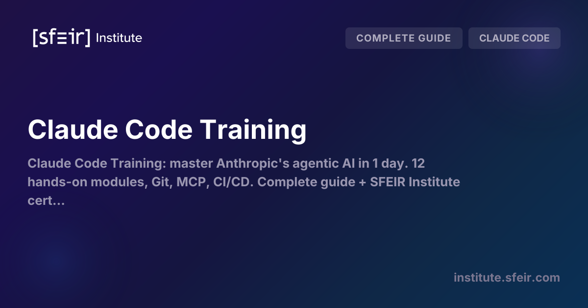 Formation Claude Code | SFEIR Institute