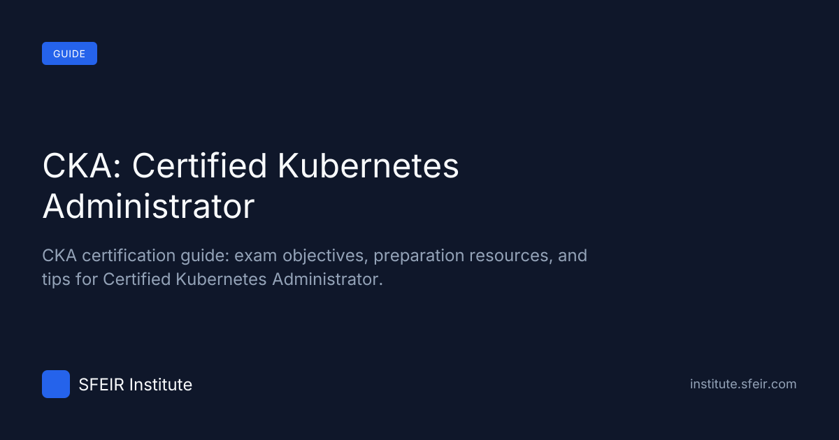 CKA: Certified Kubernetes Administrator | SFEIR Institute